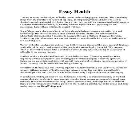 Essay Health. Essay on Health EducationHealth Education Essay in ...