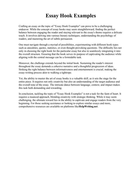 Hook For Essay Example.pdf | Screenwriting | Content Production