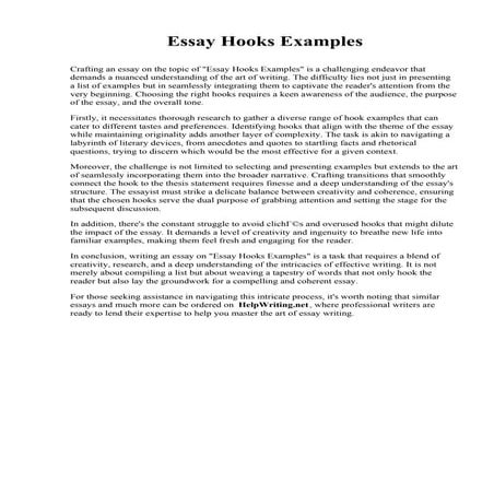Essay Hooks Examples | PDF