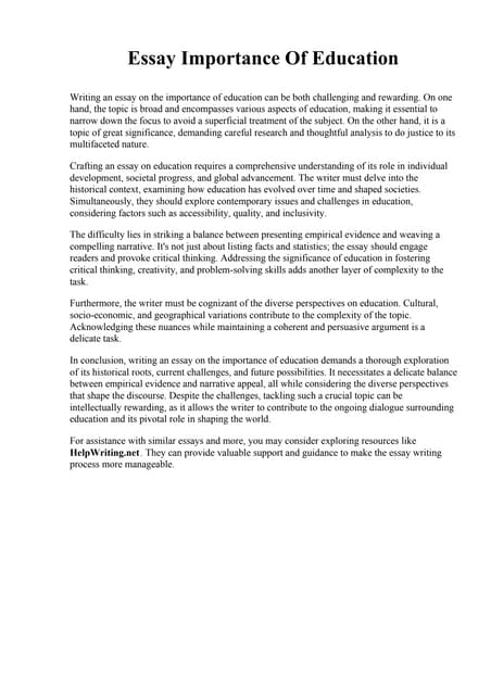 Education Importance Essay | PDF