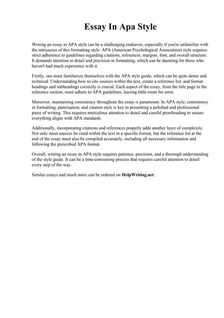 Apa Short Essay Format | PDF