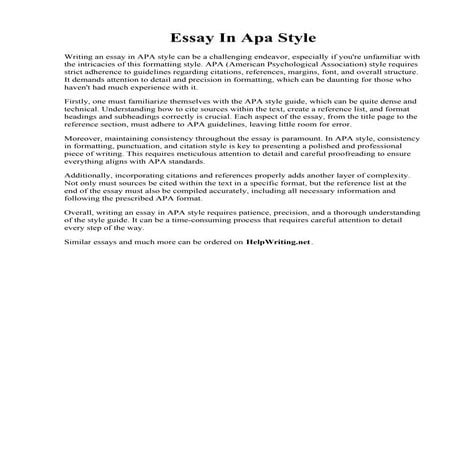 Essay In Apa Style | PDF