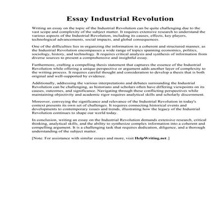 Essay Industrial Revolution | PDF