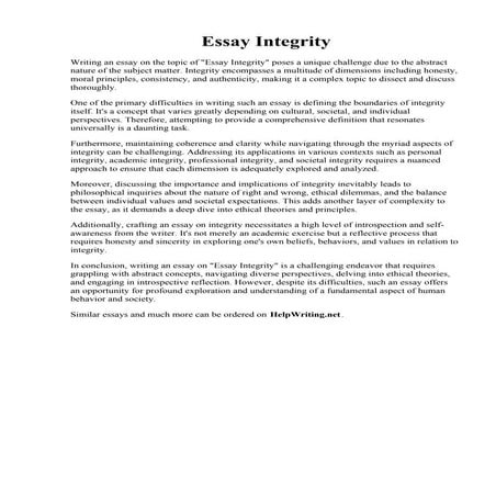 Essay Integrity | PDF | Free Download