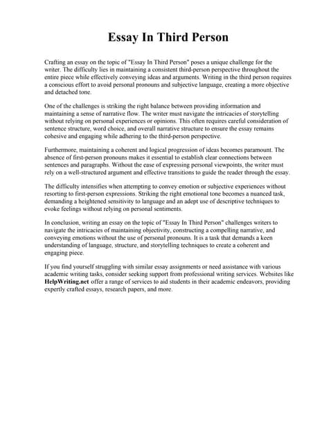 Writing An Essay In Third Person | PDF