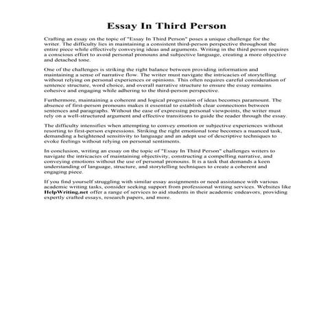 Essay In Third Person. Beautiful Third Person Essay Example Thatsnotus ...