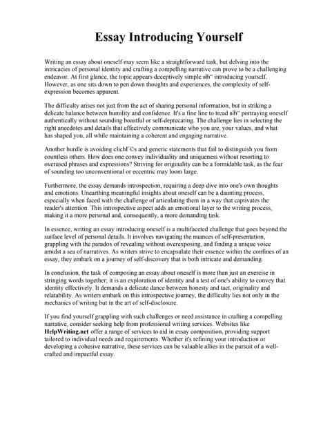 Introducing Yourself Essay | PDF