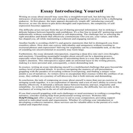 Essay Introducing Yourself | PDF