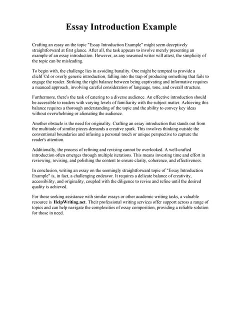 Descriptive Essay Introduction Examples Pdf
