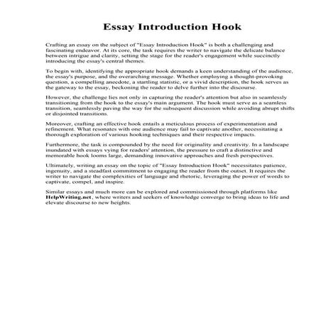 Essay Introduction Hook.pdf | Screenwriting | Content Production