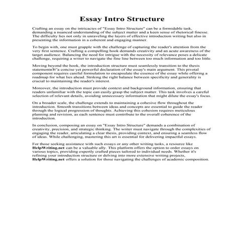 Essay Intro Structure | PDF | Homework and Study | Education