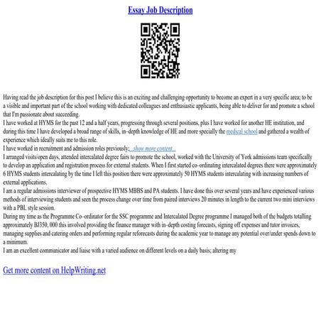 Essay Job Description | PDF