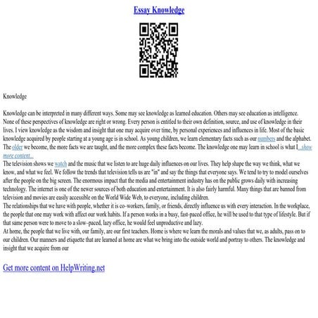 Essay About Knowledge