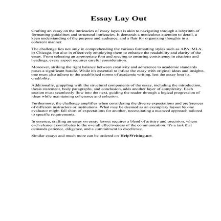 Essay Lay Out. St. Louis Community College | PDF