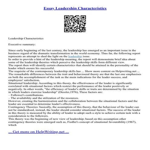 Essay Leadership Characteristics | PDF