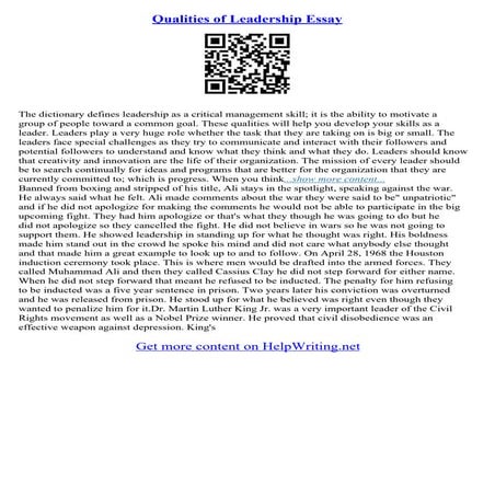 Essay Leadership Qualities | PDF