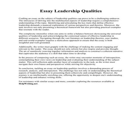 Servant Leadership Essay. University of Louisville | PDF