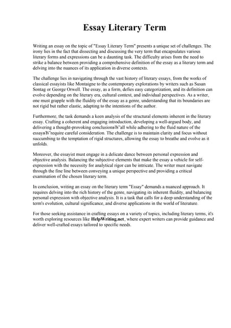 Essay Literature.pdf | Homework and Study | Education