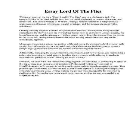 Essay Lord Of The Flies | PDF | Christianity | Religion & Spirituality