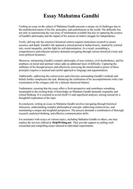 My Favourite Leader Mahatma Gandhi Essay.pdf | Arts and Crafts ...