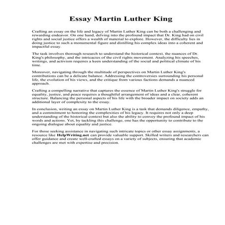 Essay Martin Luther King. Dakota State University | PDF