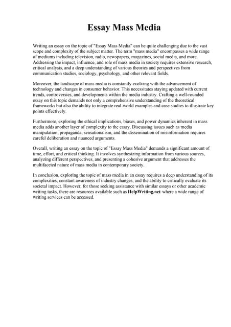 Media Essay Writing | PDF