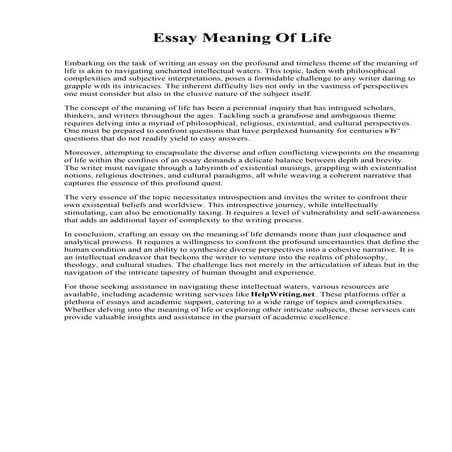 Purpose Of Life Essay | PDF