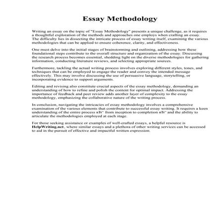 Essay Methodology Pdf