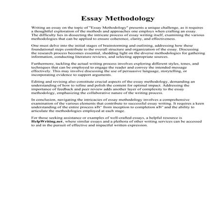 Essay Methodology. Research paper methodology example. Methology Sample ...
