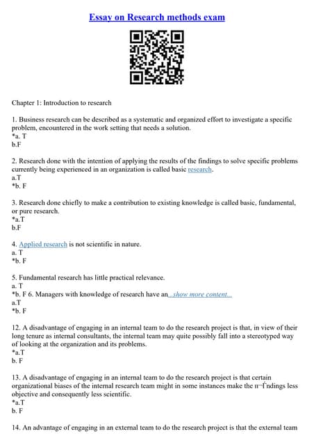 Research Methodology Essay | PDF