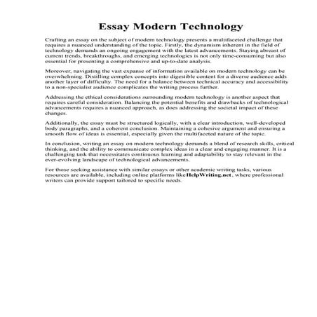 Essay Modern Technology. Technology Essay - How to write an essay about ...