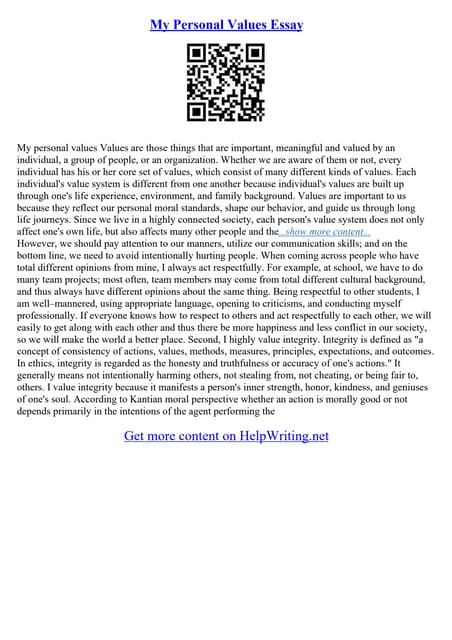 Essay On Values | PDF