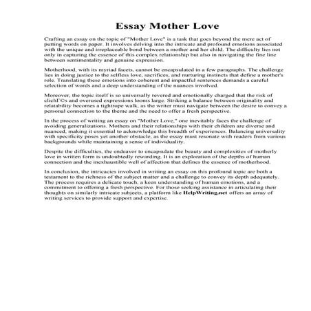 Essay Mother Love | PDF | Fiction | Books and Literature