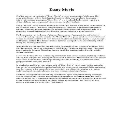Film Analysis Essay. New Mexico State University | PDF