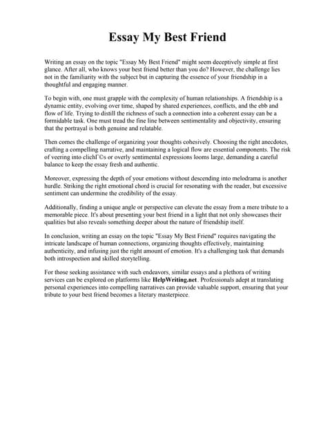 My Best Friend Essay | PDF