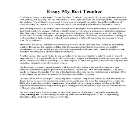 Essay My Best Teacher. 10 lines on my teacher 1 in 2023 My teacher ...