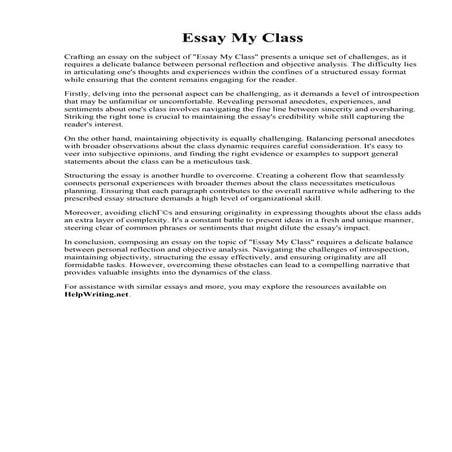 Essay My Class | PDF