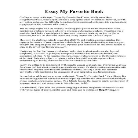 Essay My Favorite Book | PDF