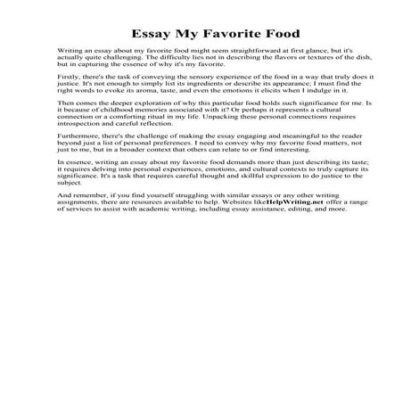 Essay My Favorite Food | PDF