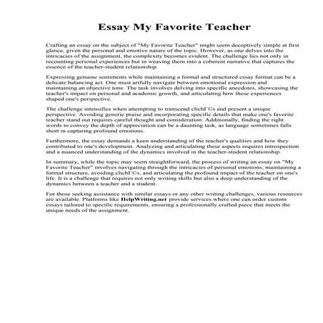 Essay My Favorite Teacher | PDF