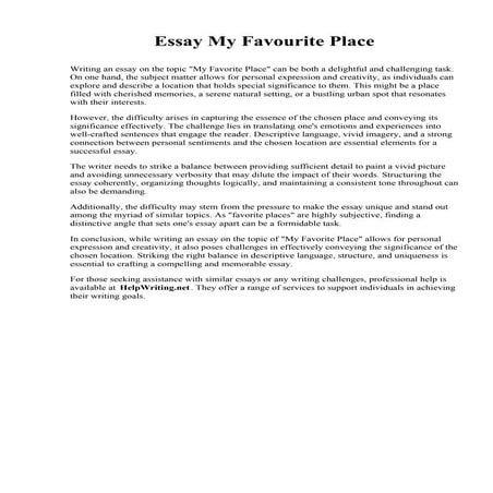 Essay My Favourite Place. Martin University | PDF