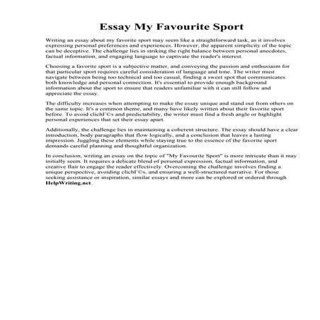 Essay My Favourite Sport | PDF