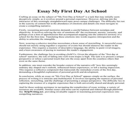 Essay My First Day At School | PDF