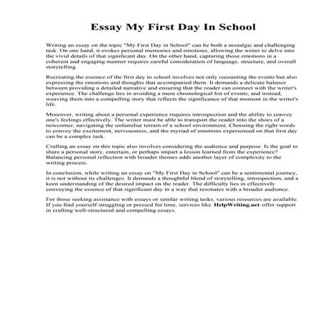 Essay My First Day In School | PDF