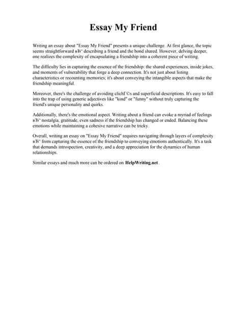 Essay My Best Friend | PDF