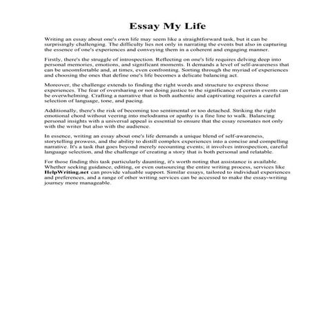 Essay My Life. The Story of My Life - Free Essay Example PapersOwl.com