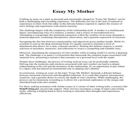 Essay My Mother. Ogeechee Technical College | PDF