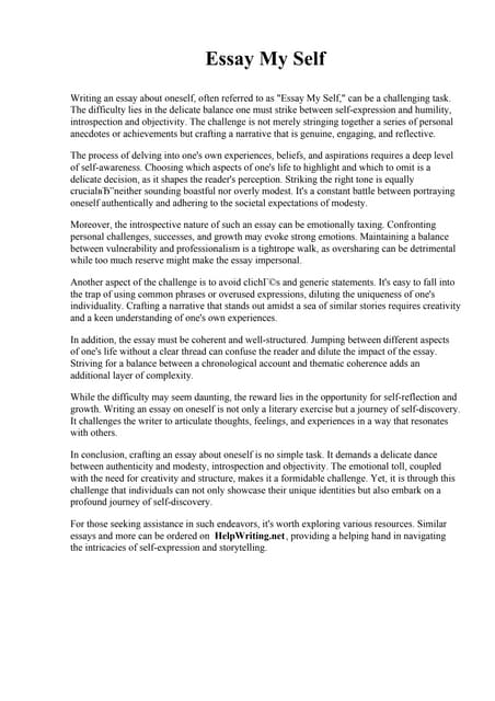 Self Image Essay. University of South Carolina | PDF