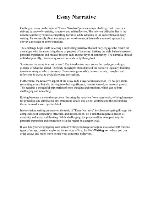 Thesis Statement In A Narrative Essay.pdf | Books and Literature