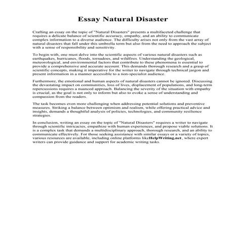Essay Natural Disaster. Adler Graduate School | PDF